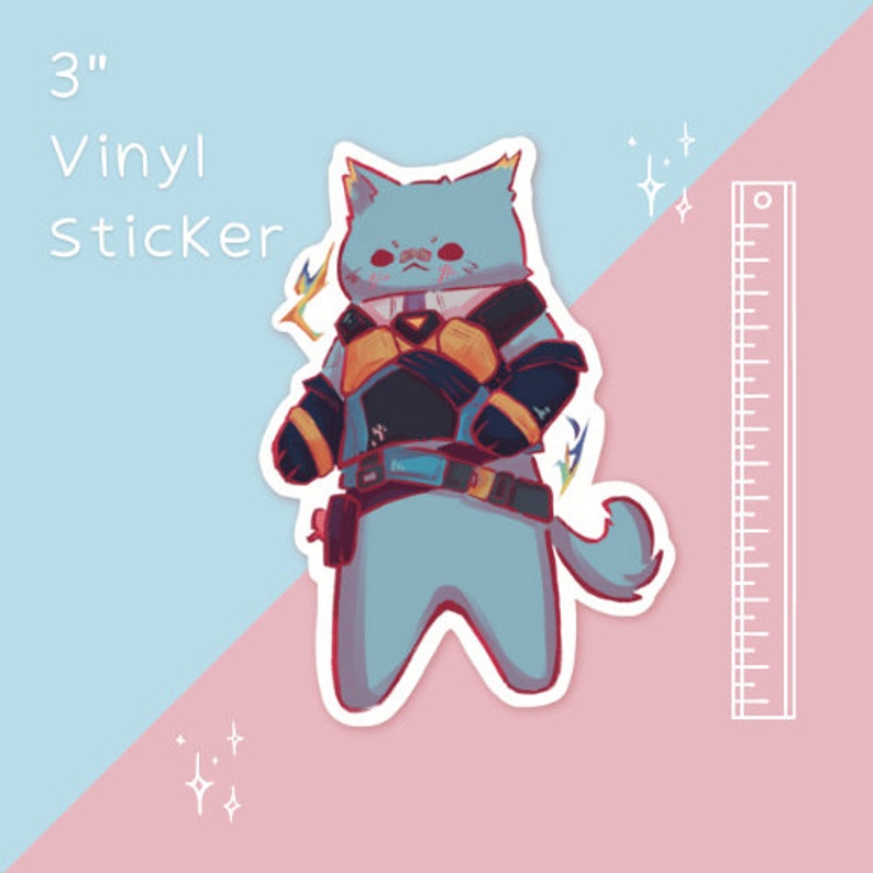 Neon Valorant Inspired Cat Die-cut Sticker Cat Vinyl Sticker - Etsy