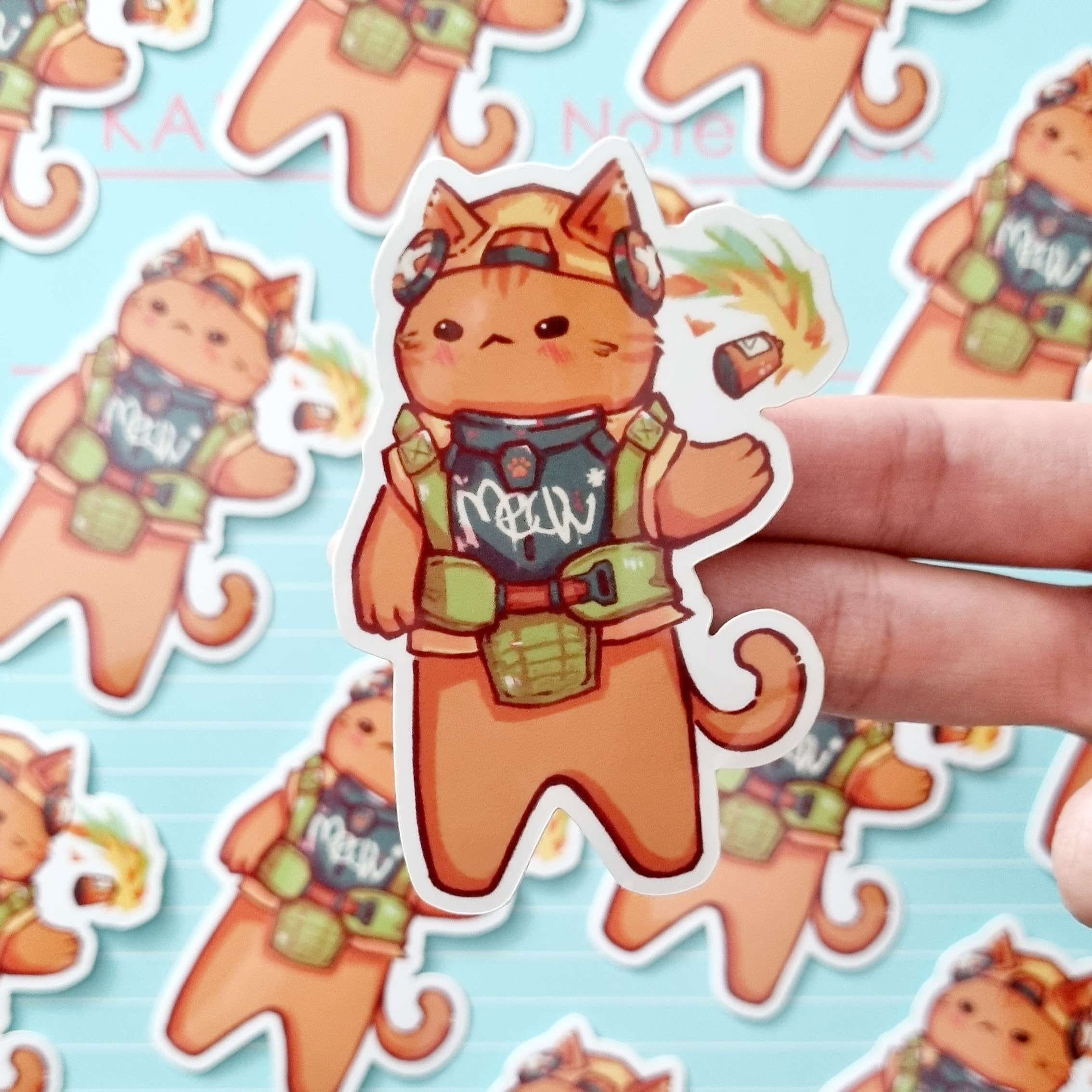 Raze Valorant Inspired Cat Die-cut Sticker | Cat Vinyl Sticker - Cat ...