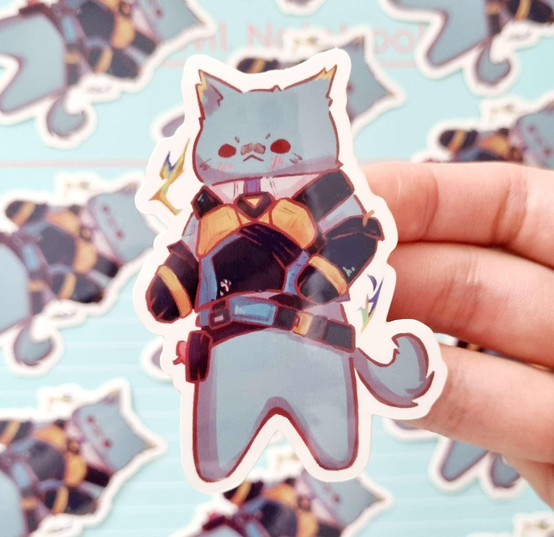 Neon Valorant Inspired Cat Die-cut Sticker Cat Vinyl Sticker Cat Decal ...