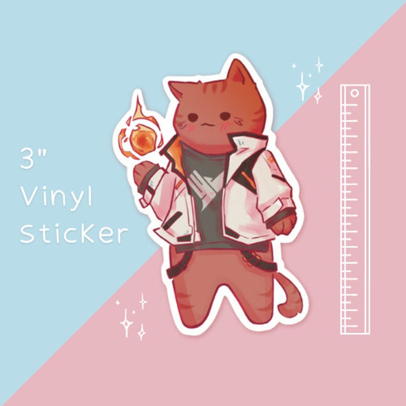 Raze Valorant Inspired Cat Die-cut Sticker | Cat Vinyl Sticker - Cat ...