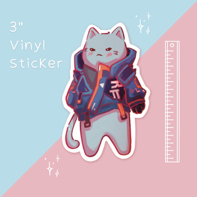 Yoru Valorant Inspired Cat Die-cut Sticker Cat Vinyl Sticker - Etsy
