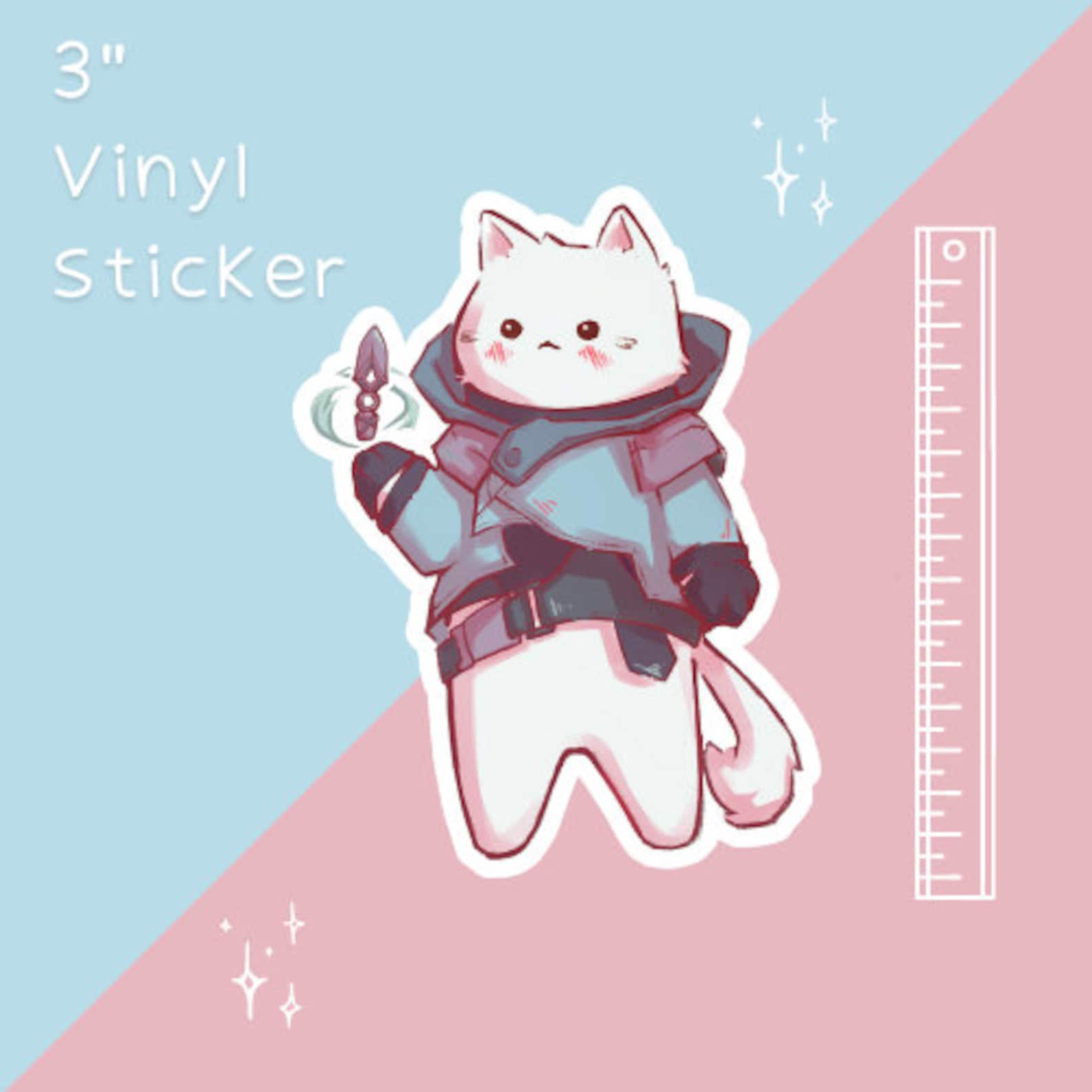 Jett Valorant Inspired Cat Die-cut Sticker Cat Vinyl Sticker Cat Decal Animal Sticker Kawaii ...