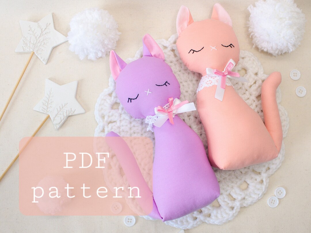 PDF Sewing Pattern Lovely Cat Soft Toy, Kids Room Decor Idea, Easy to ...