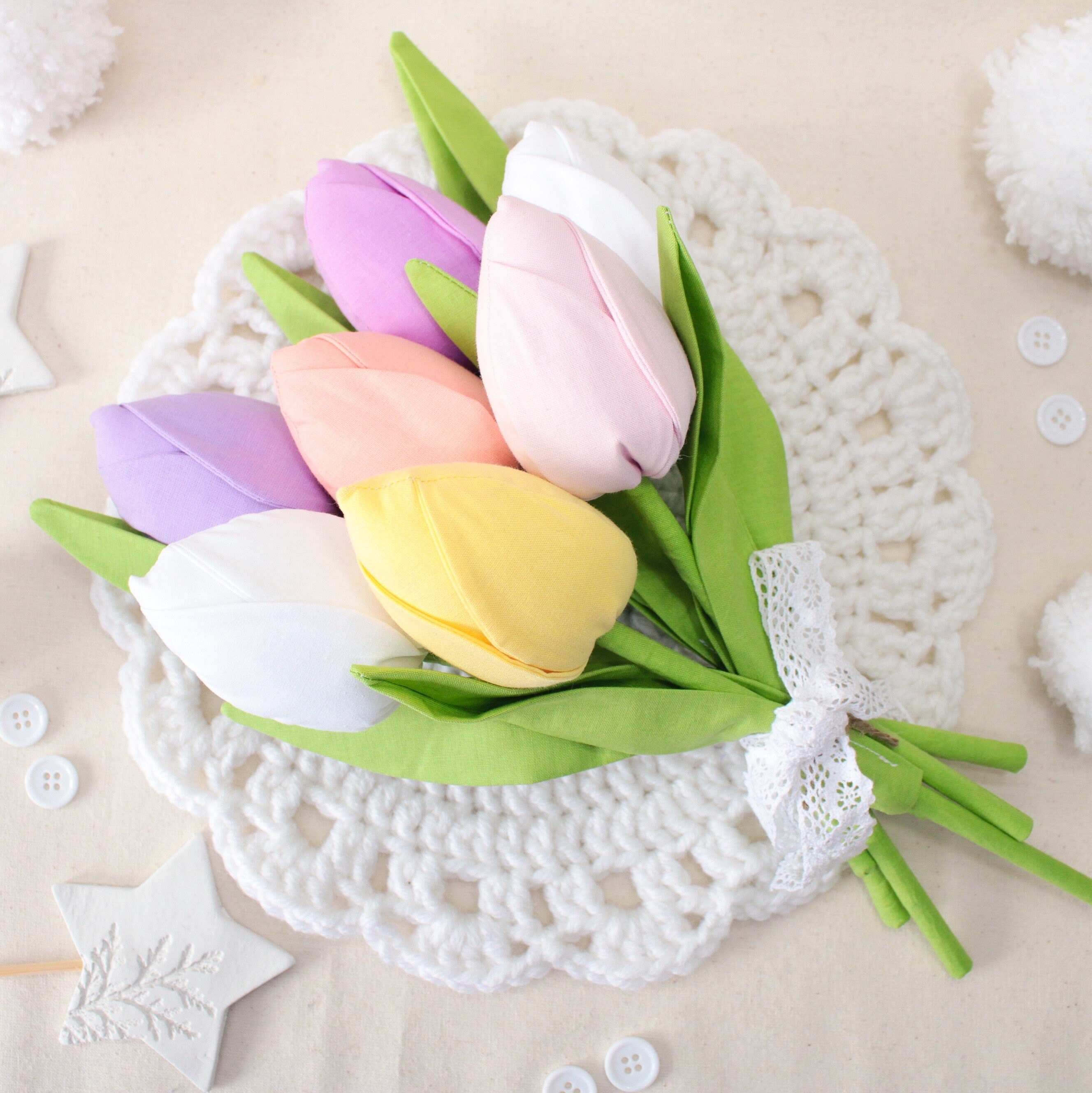 PDF Pattern to Sew a Fabric Tulip, Make a Flower Bouquet for Mother's ...