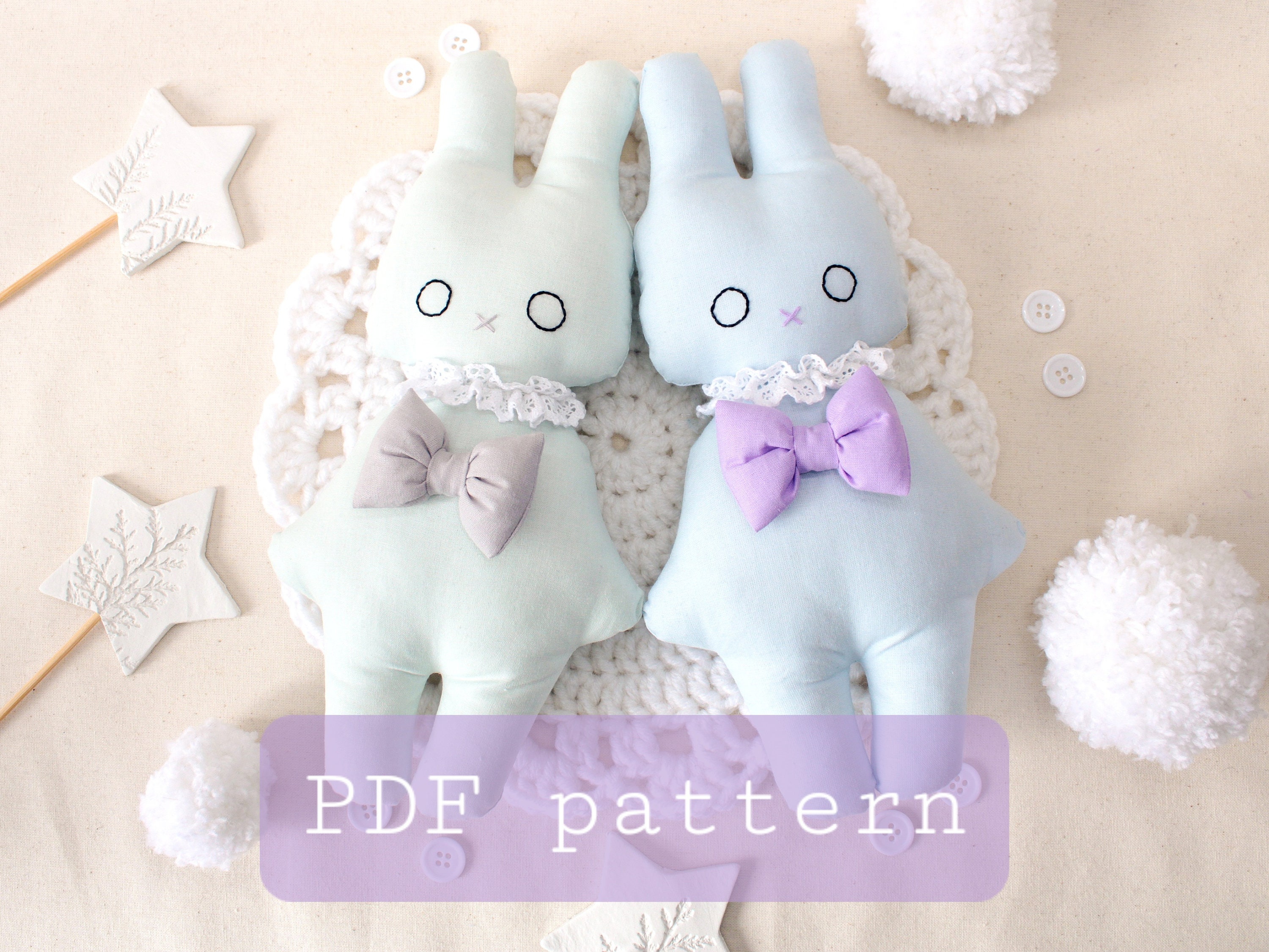 Pdf Pattern to Sew a Cute Bunny Doll for a Baby Boy, Gift for a Newborn ...