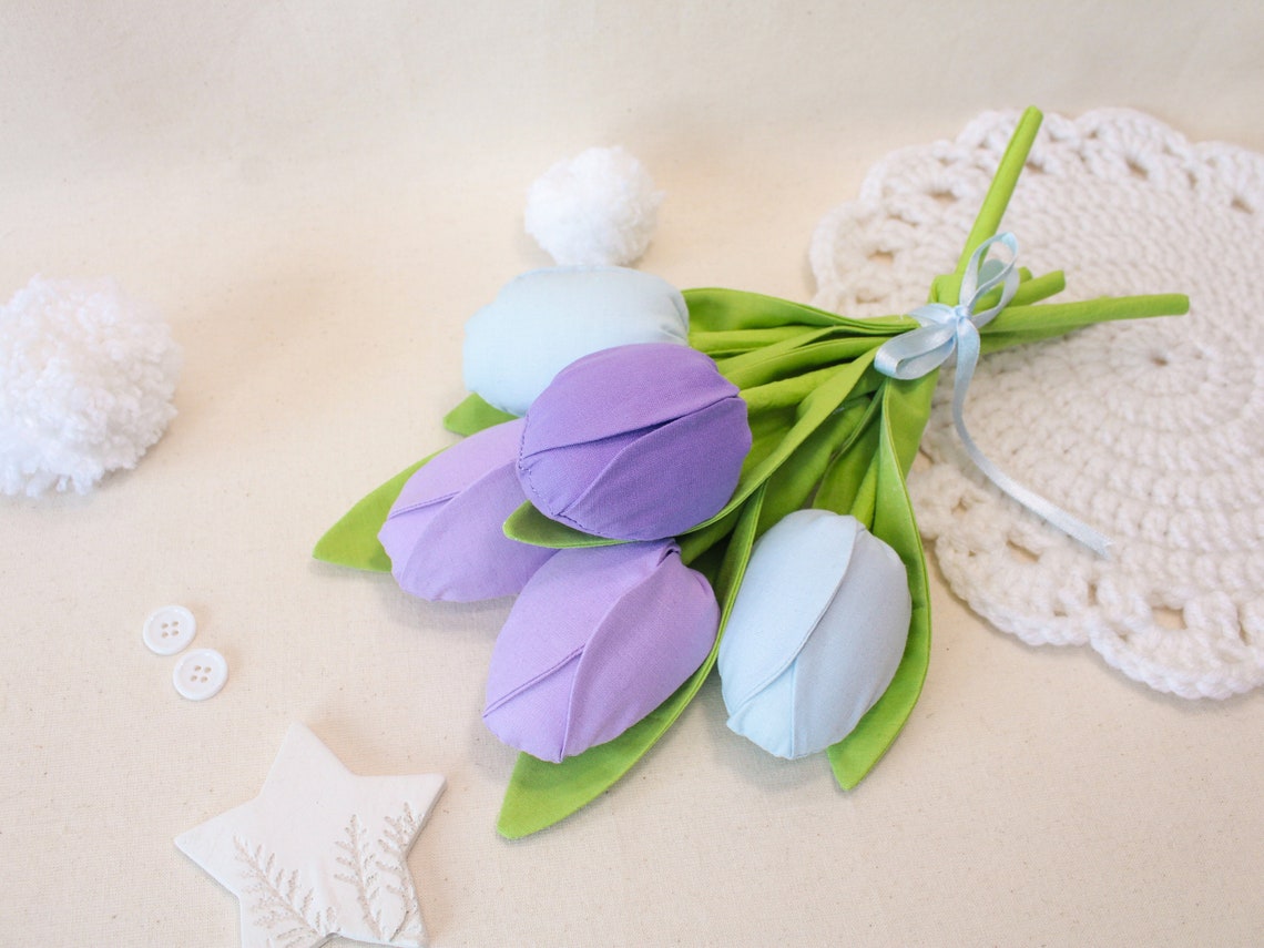 Fabric Tulip Sewing Pattern Diy Flower Bouquet Pdf Pattern Etsy
