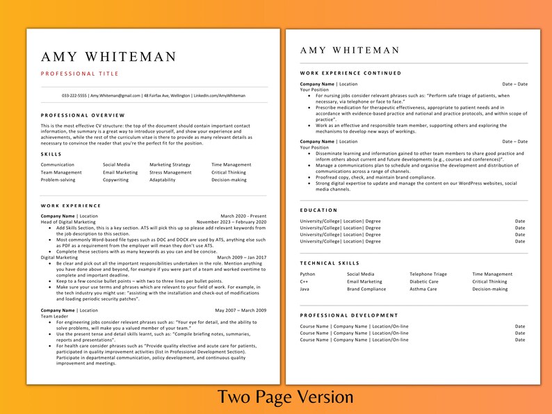 Resume Template, Professional Modern Resume Template for Word, Modern ...
