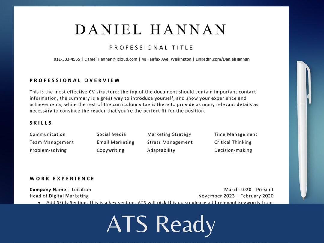 Resume Template, Professional Modern Resume Template for Word, Modern ...