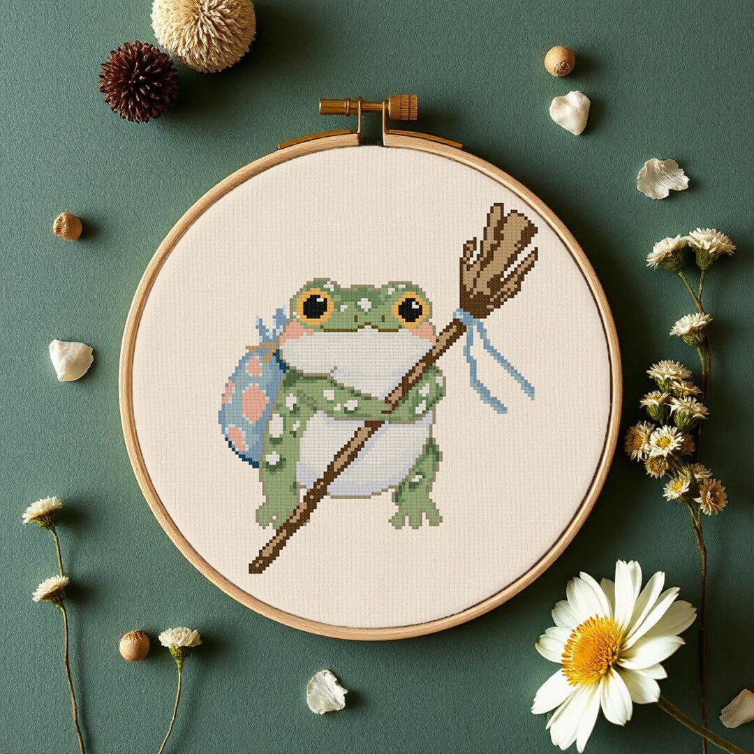 Cute Frog Traveller Cross Stitch Pattern Designs Cute Animal Embroidery ...