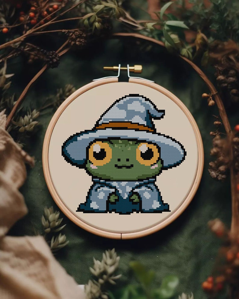 Cute Magic Wizard Frog Cross Stitch Pattern Designs Cute Animal ...