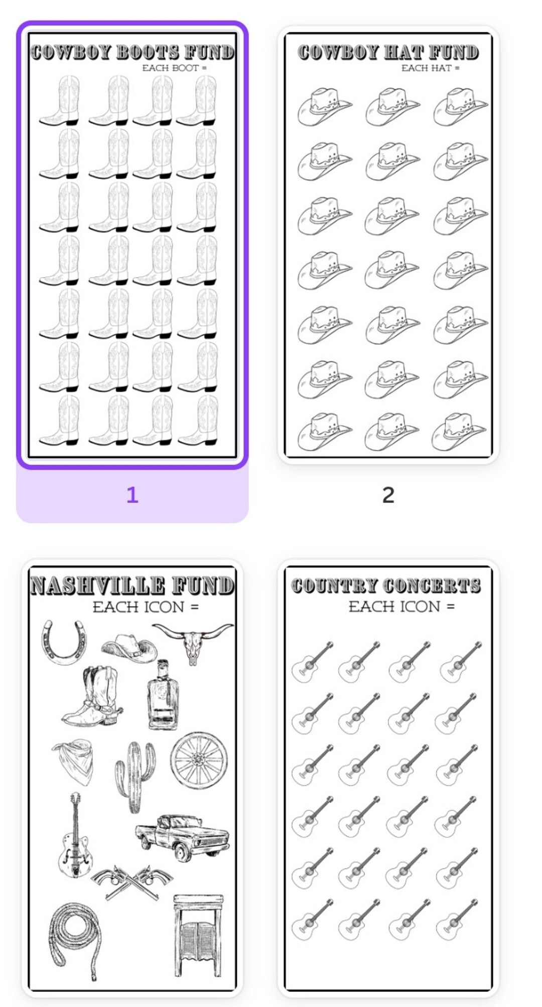 Country Western Themed Savings Trackers UK GBP Cowboy Boots Tracker ...