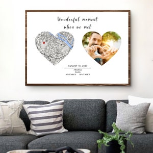 Personalized Where We Met Map With Photo Ideal Gift for Anniversary ...