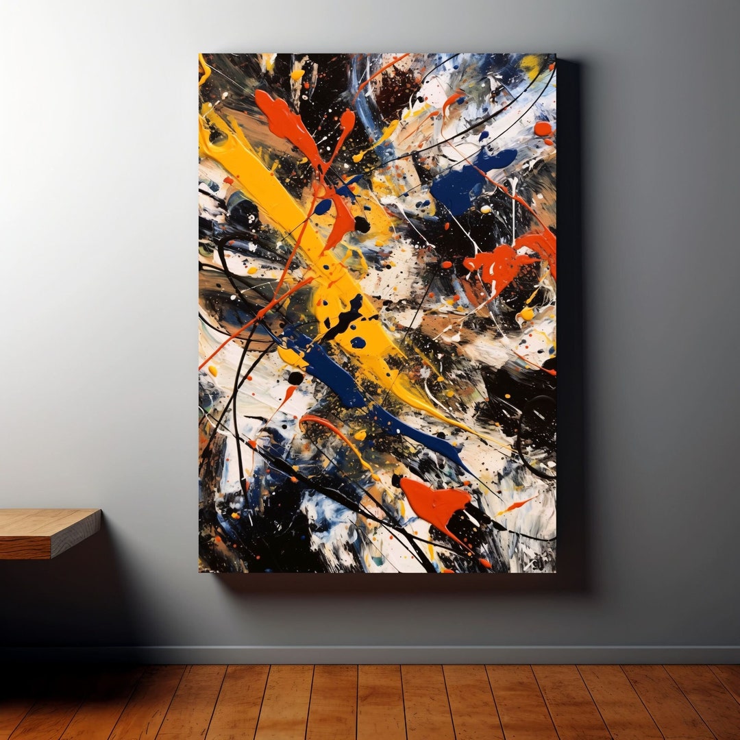 Bold:jackson Pollock Style Print,vibrant Colors Wall Art, Canvas Print ...