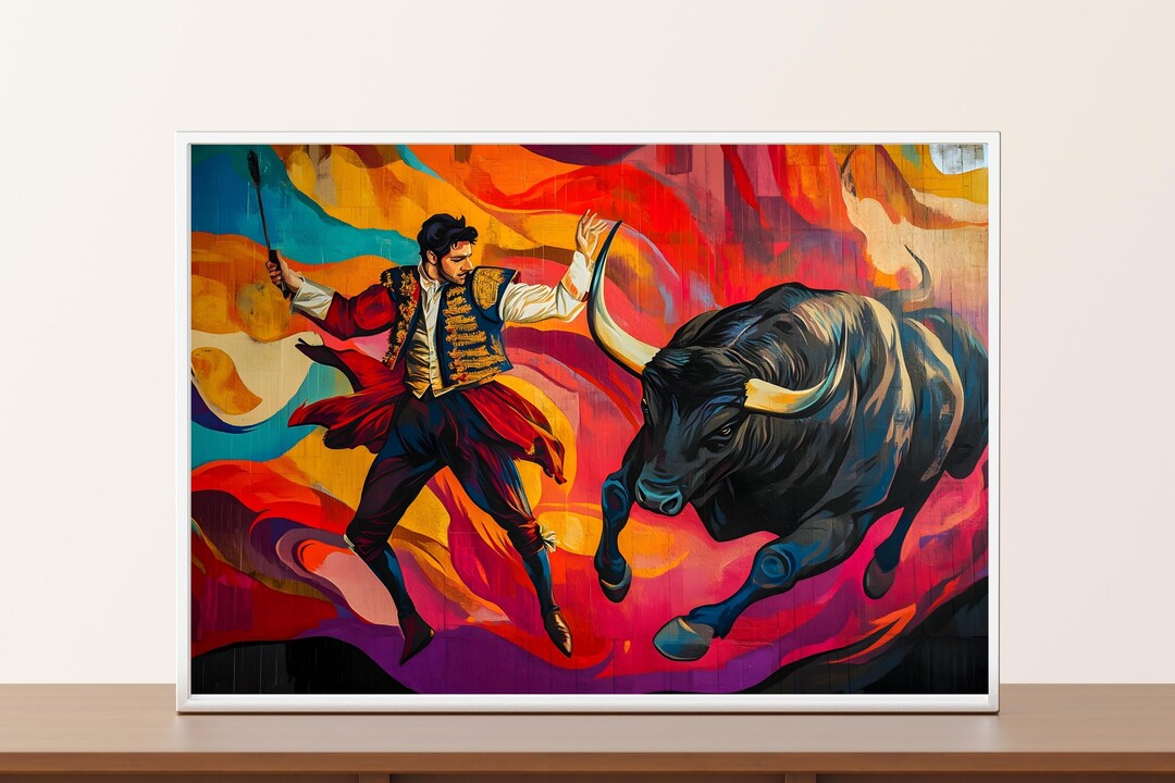 Matador and Bull Mural: Spanish Culture Canvas or Poster Print - Etsy