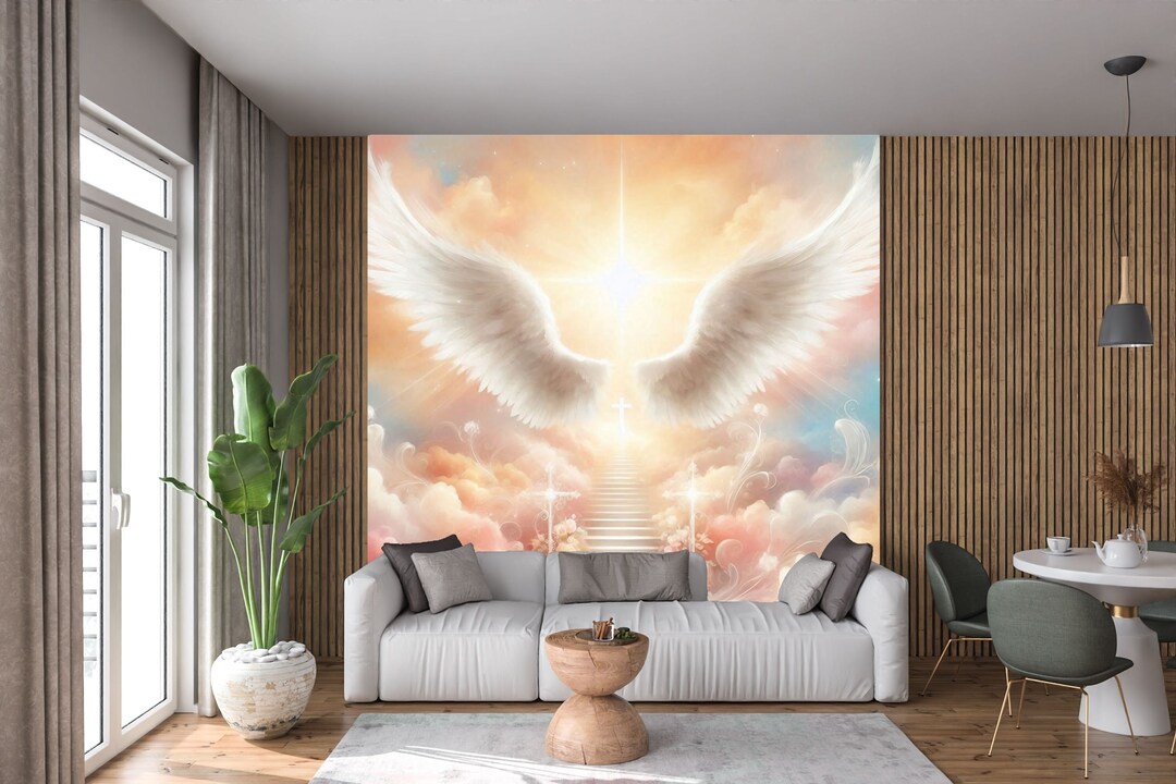Heavenly Angel Wings Peel and Stick Canvas Wallpaper - Divine Decor for ...