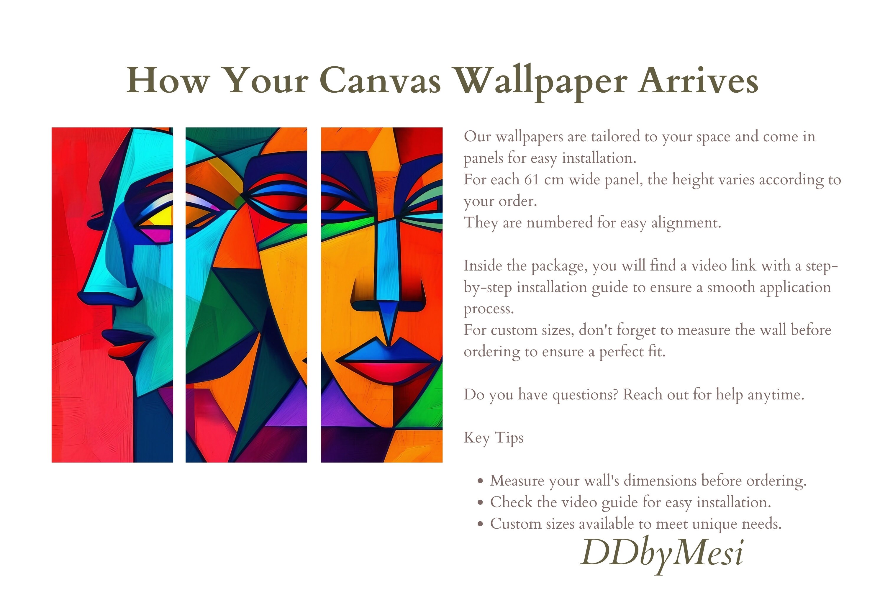 Mid Century Modern Peel and Stick Tile Wallpaper Mural Decal, Vibrant ...