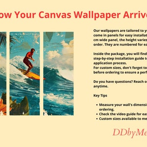 Vintage Tropical Funky Surfer Peel and Stick Tile Wallpaper Mural Decal ...