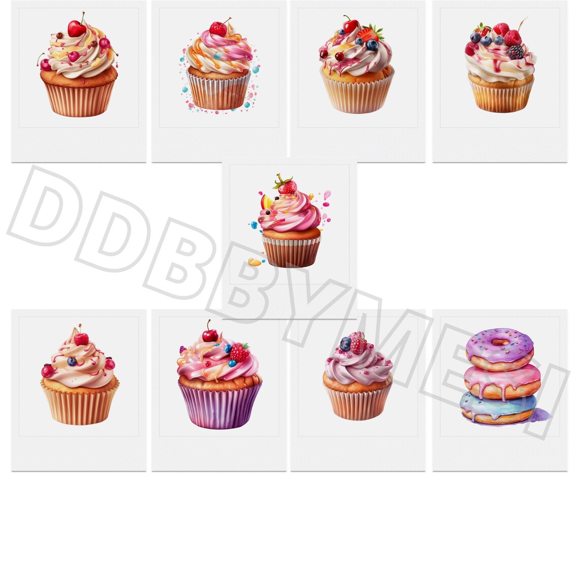 Sweet Treats Watercolor Clipart Bundle Tasty Desserts, Donuts, Cookies ...