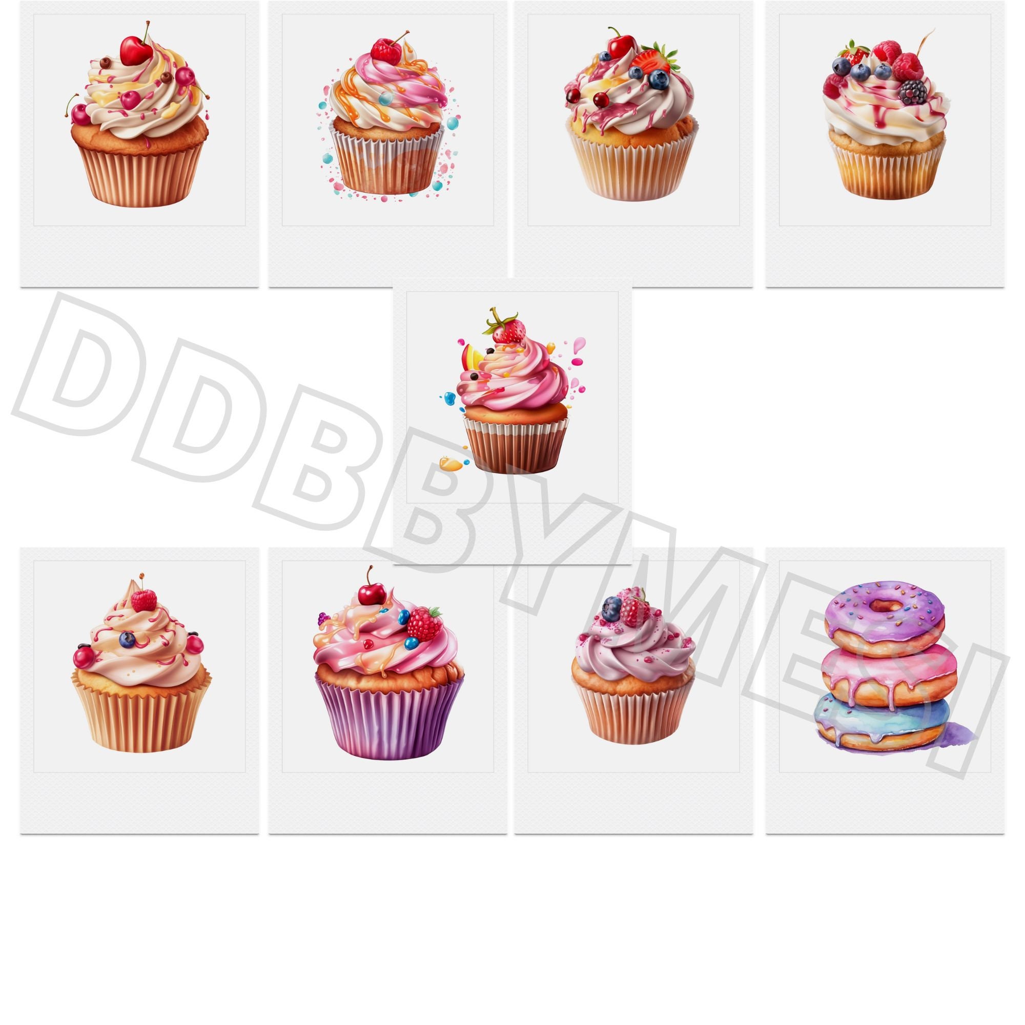Sweet Treats Watercolor Clipart Bundle Tasty Desserts, Donuts, Cookies ...