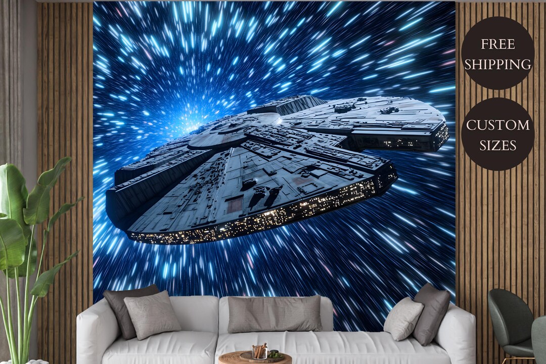 Hyperspace Starship Wallpaper - Sci-fi Peel and Stick Mural - Galactic ...