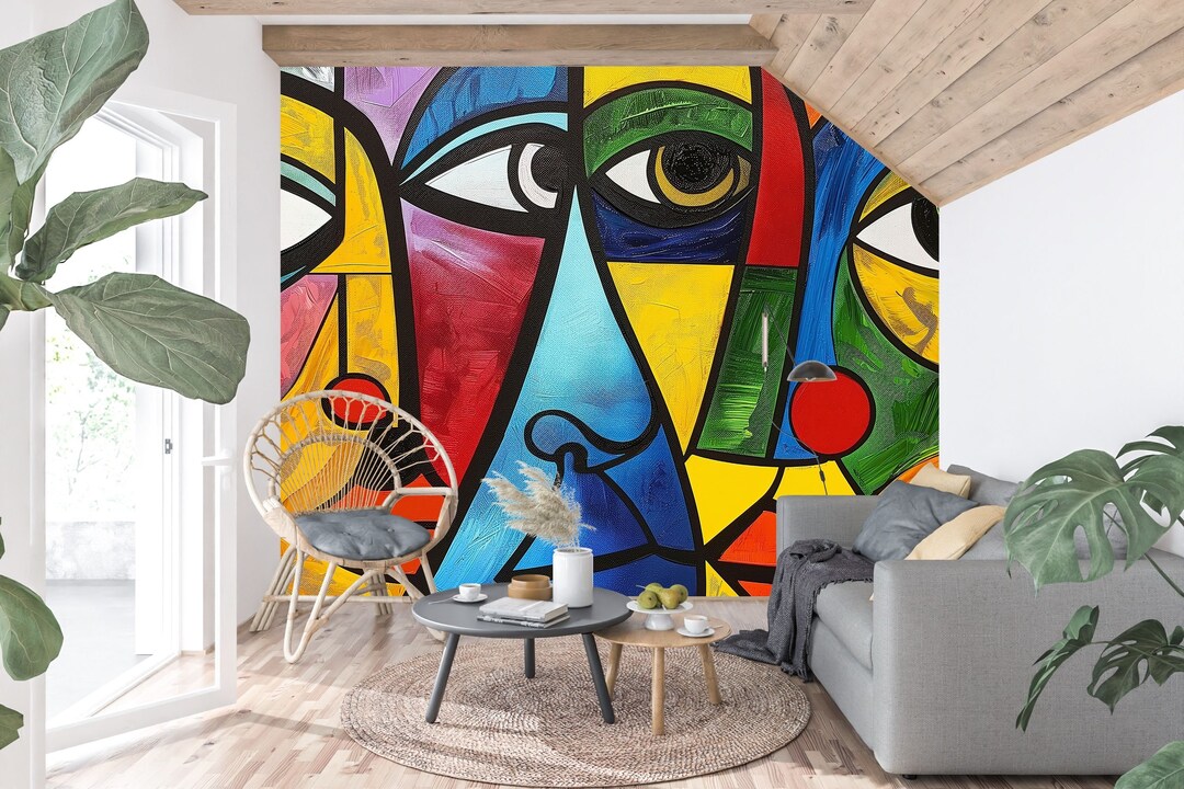 Picasso Wallpaper Abstract Peel and Stick Mural - Removable Large Wall ...