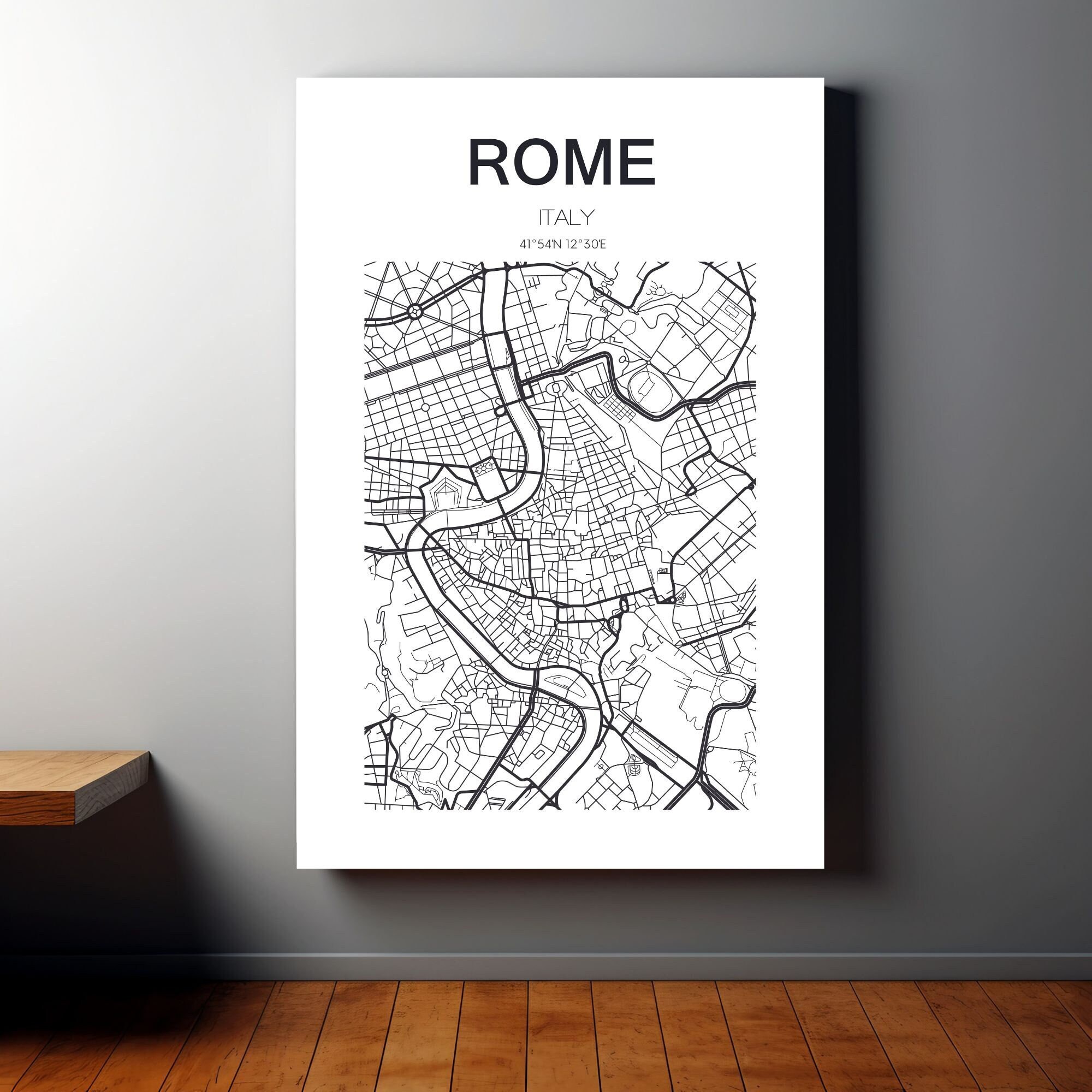 Rome Map Poster Minimalist Rome Rome Map Print or Canvas - Etsy