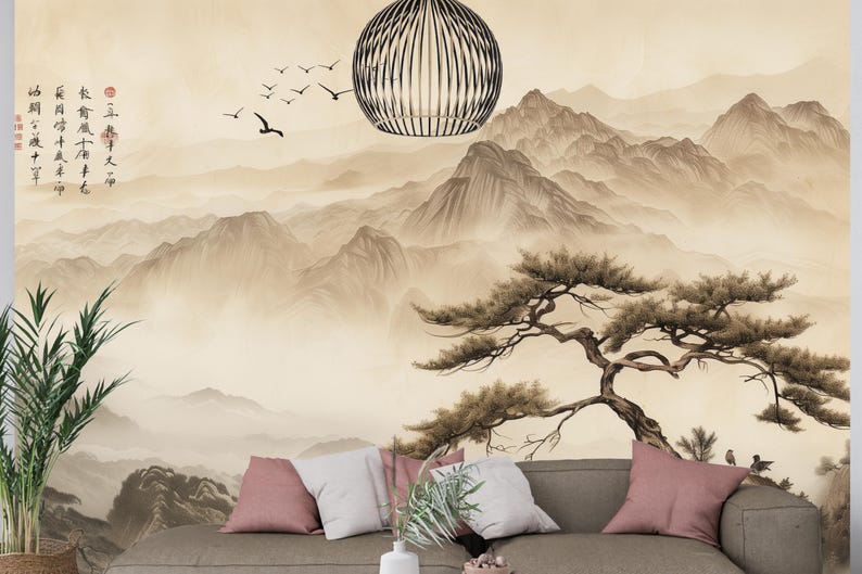 Japanese Landscape Wallpaper: Oriental Zen Wall Mural, Asian Home Decor ...