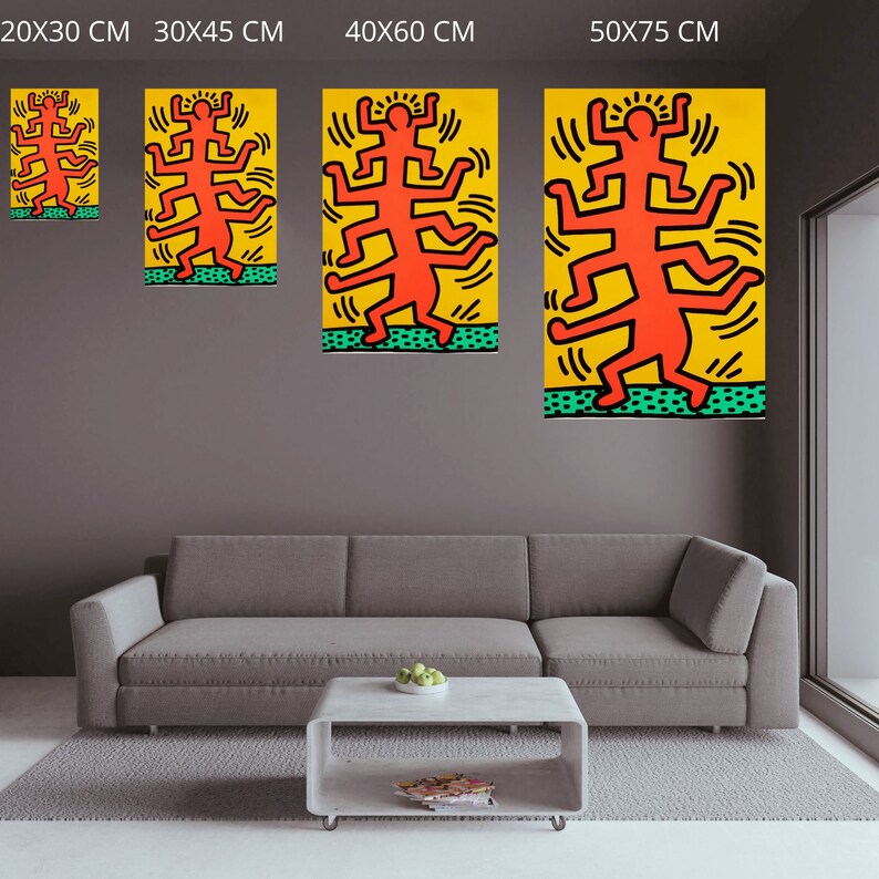 Keith Haring Growing Graphic Figure Art Energizing Contemporary Decor ...
