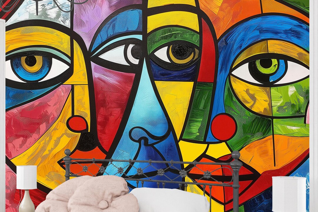 Picasso Wallpaper Abstract Peel and Stick Mural - Removable Large Wall ...