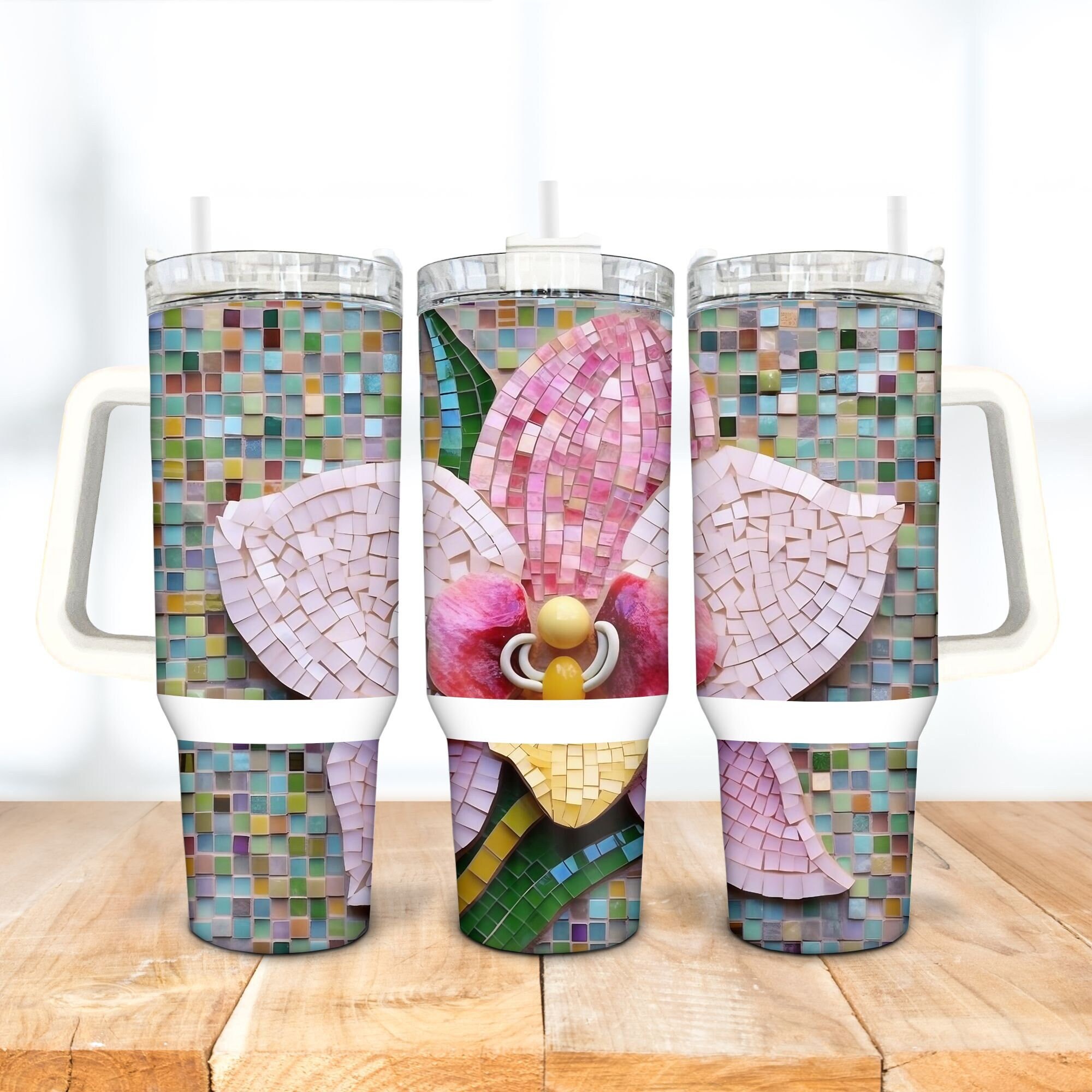 3D Exotic Orchid Mosaic Tumbler Wrap Design 40oz Quencher - Etsy