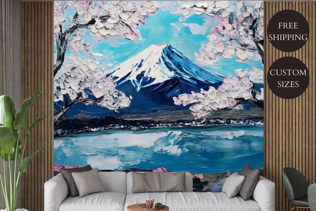 Cherry Blossom Mount Fuji Peel and Stick Wallpaper Mural – Scenic ...