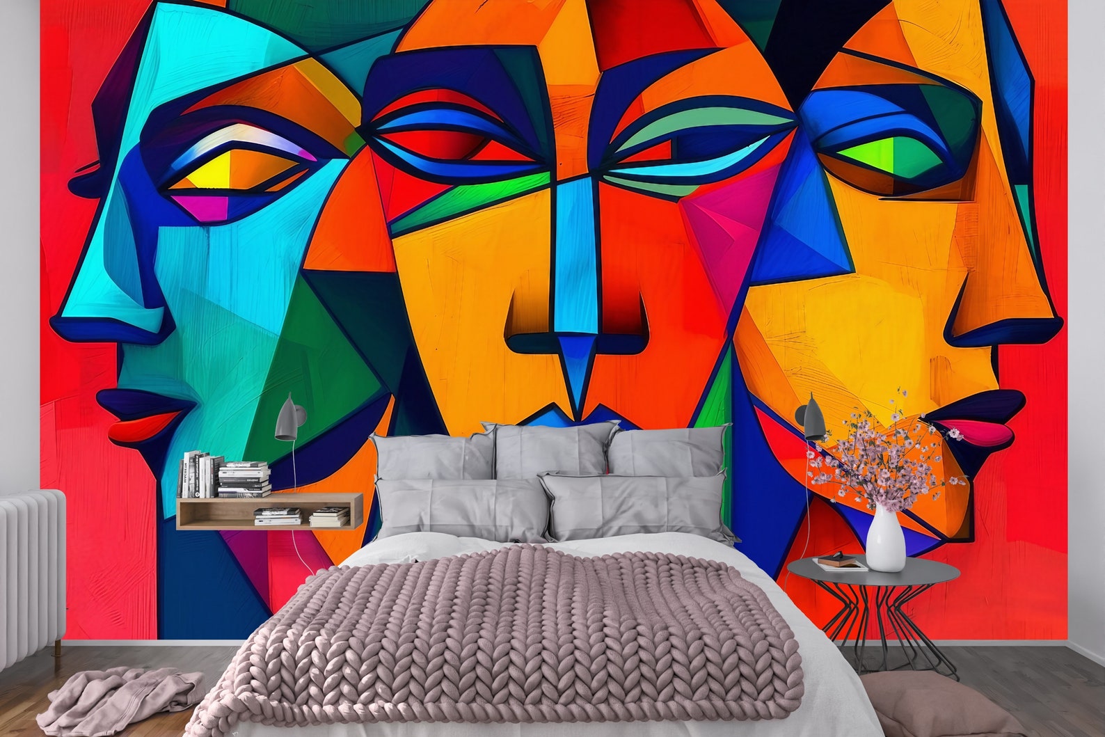 Mid Century Modern Peel and Stick Tile Wallpaper Mural Decal, Vibrant ...