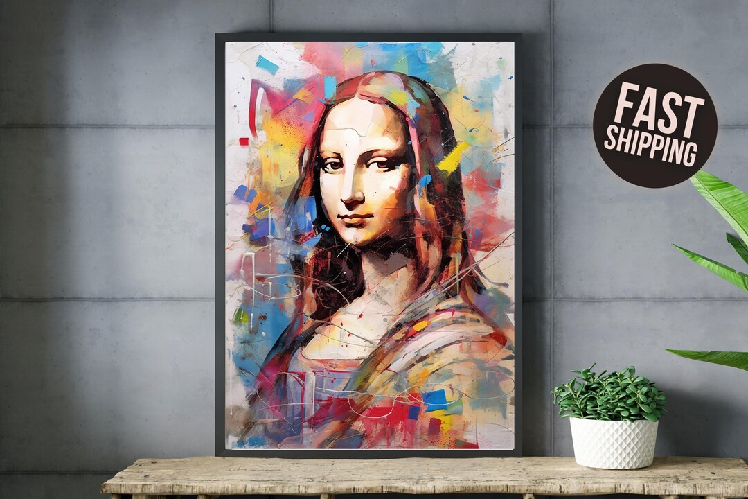 Vibrant Colorful Abstract Mona Lisa Wall Art Canvas Print - Artistic ...