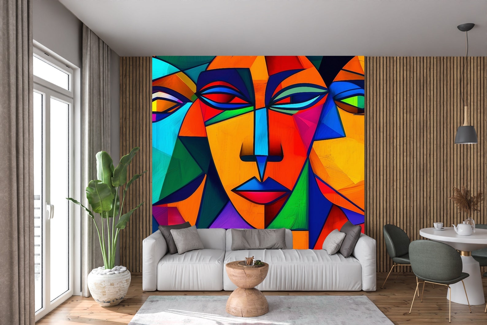 Mid Century Modern Peel and Stick Tile Wallpaper Mural Decal, Vibrant ...