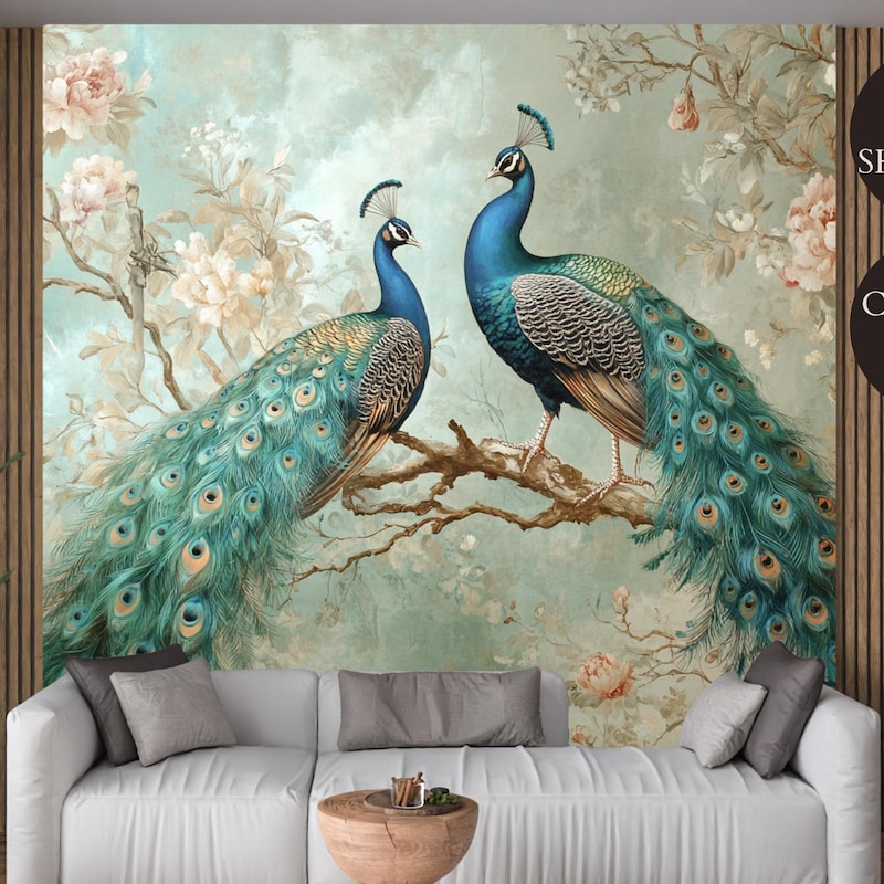 Peacock Wall Mural - Etsy