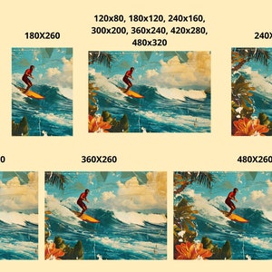 Vintage Tropical Funky Surfer Peel and Stick Tile Wallpaper Mural Decal ...