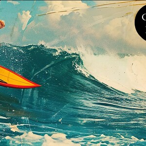 Vintage Tropical Funky Surfer Peel and Stick Tile Wallpaper Mural Decal ...