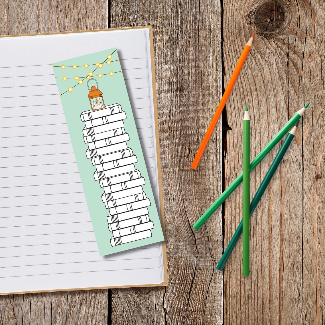 Printable Book Tracker Bookmark, Book Stack Coloring for Booklover ...