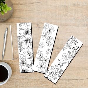 Floral Coloring Bookmarks: Printable Bookish Gift Set (PDF & JPG) - Etsy