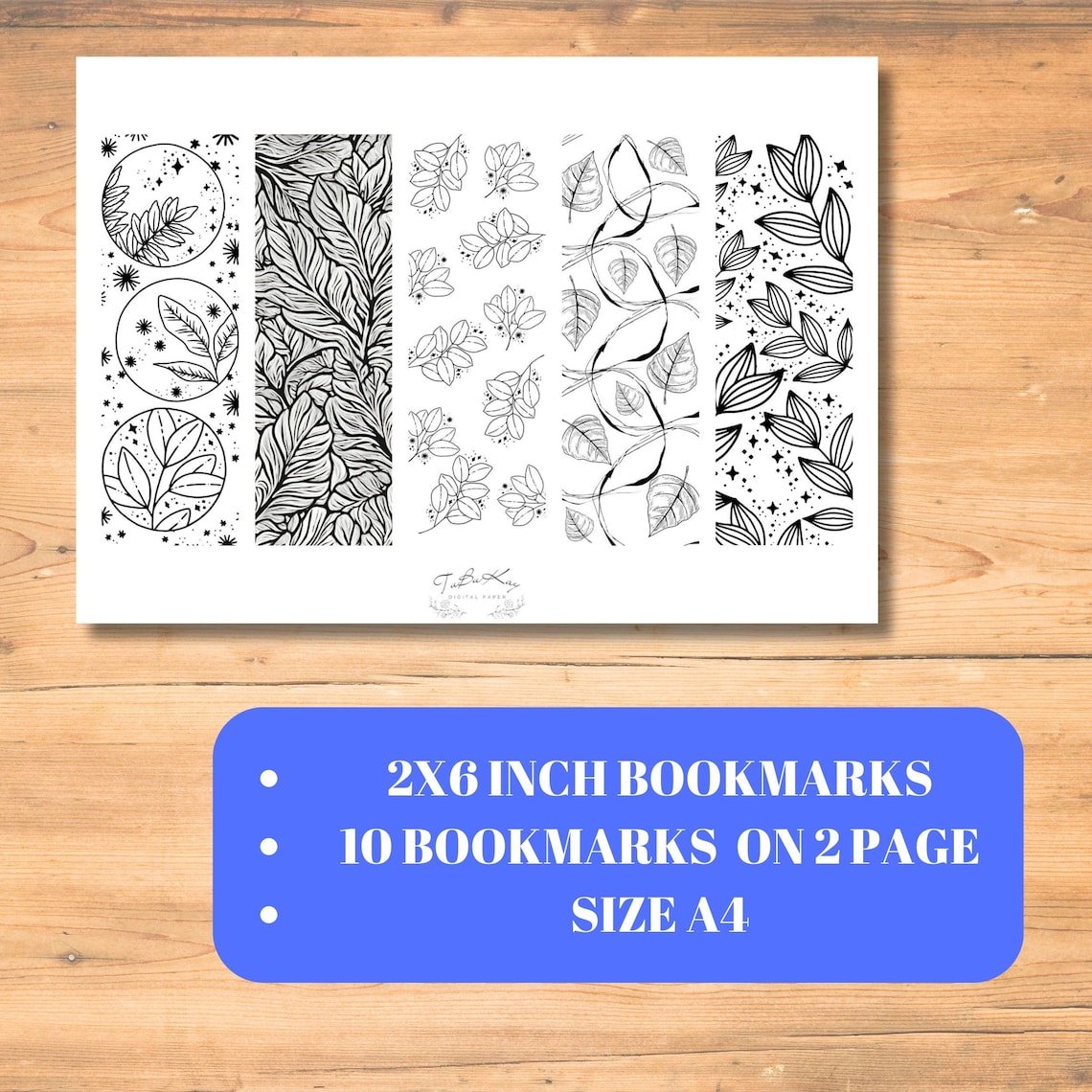 Botanical Coloring Bookmarks: Printable Adult Book Markers (set of 10 ...