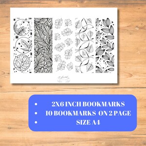 Botanical Coloring Bookmarks Print, Set of 10 Printable Bookmarks ...