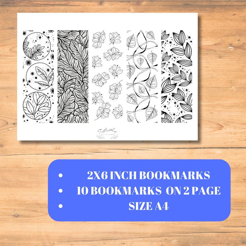Botanical Coloring Bookmarks Print, Set of 10 Printable Bookmarks ...
