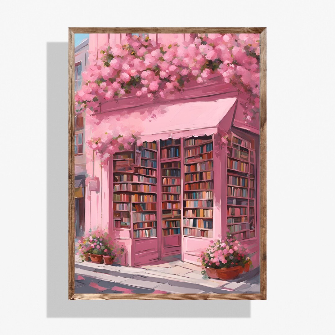 Pink Bookshop Decor, Bookish Girly Print, Book Lover Printable Art ...