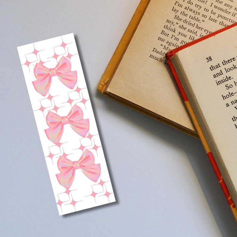 Coquette Bow Printable Bookmark Set of 5, Soft Girl Era, Book Lover ...