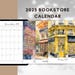 Watercolor Bookstore Print 2025 Wall Calendar, Bookshop Monthly Planner ...