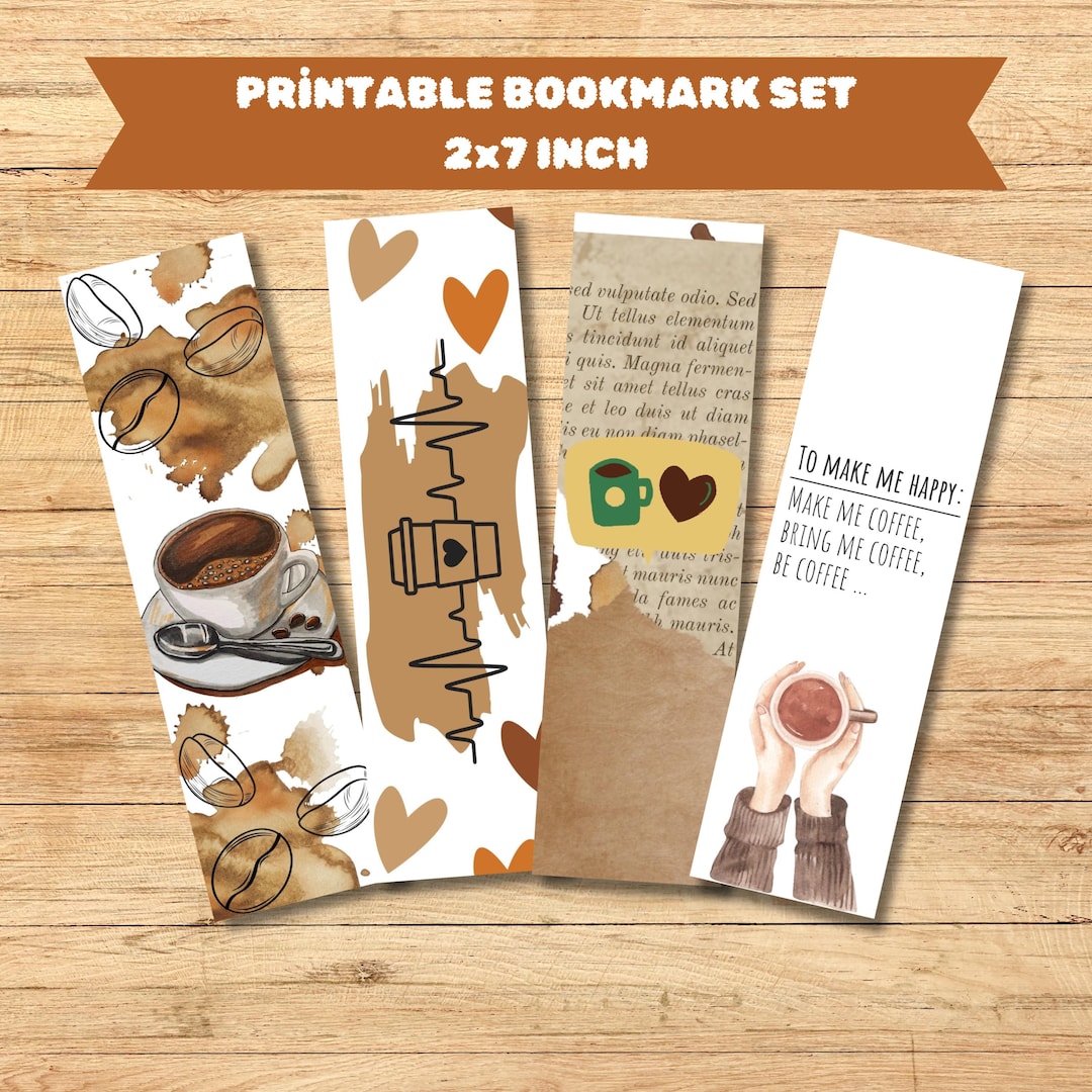 Coffee Bookmarks Printable, Printable Coffee Lover Bookmarks, Gift for ...