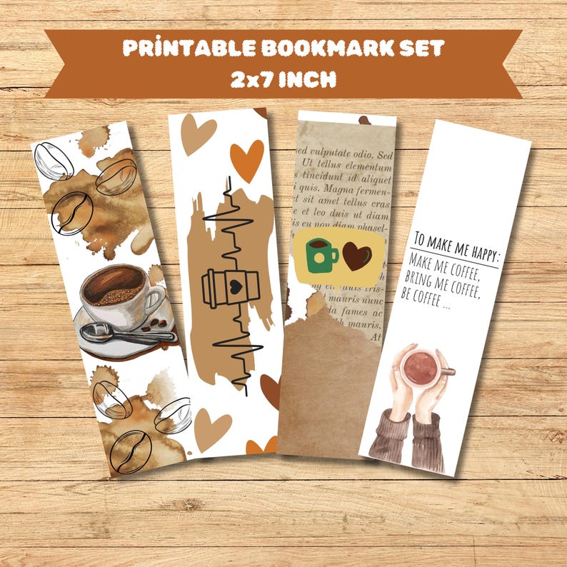 Coffee Bookmarks Printable, Printable Coffee Lover Bookmarks, Gift for ...