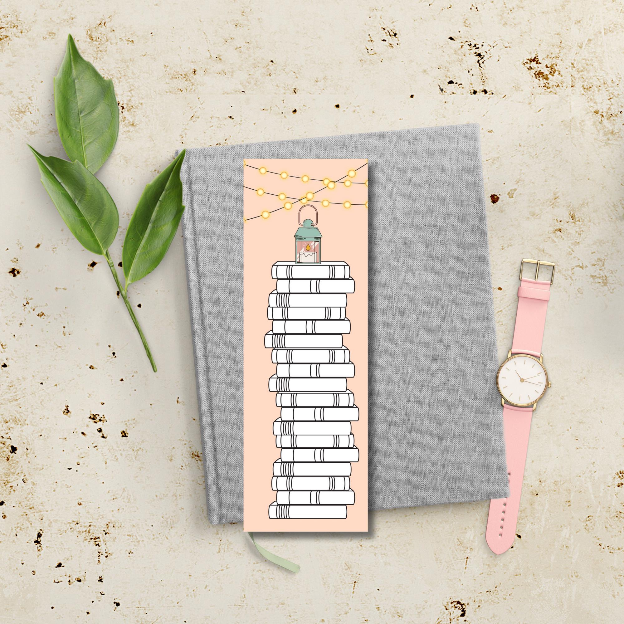 Printable Book Tracker Bookmark, Book Stack Coloring for Booklover ...