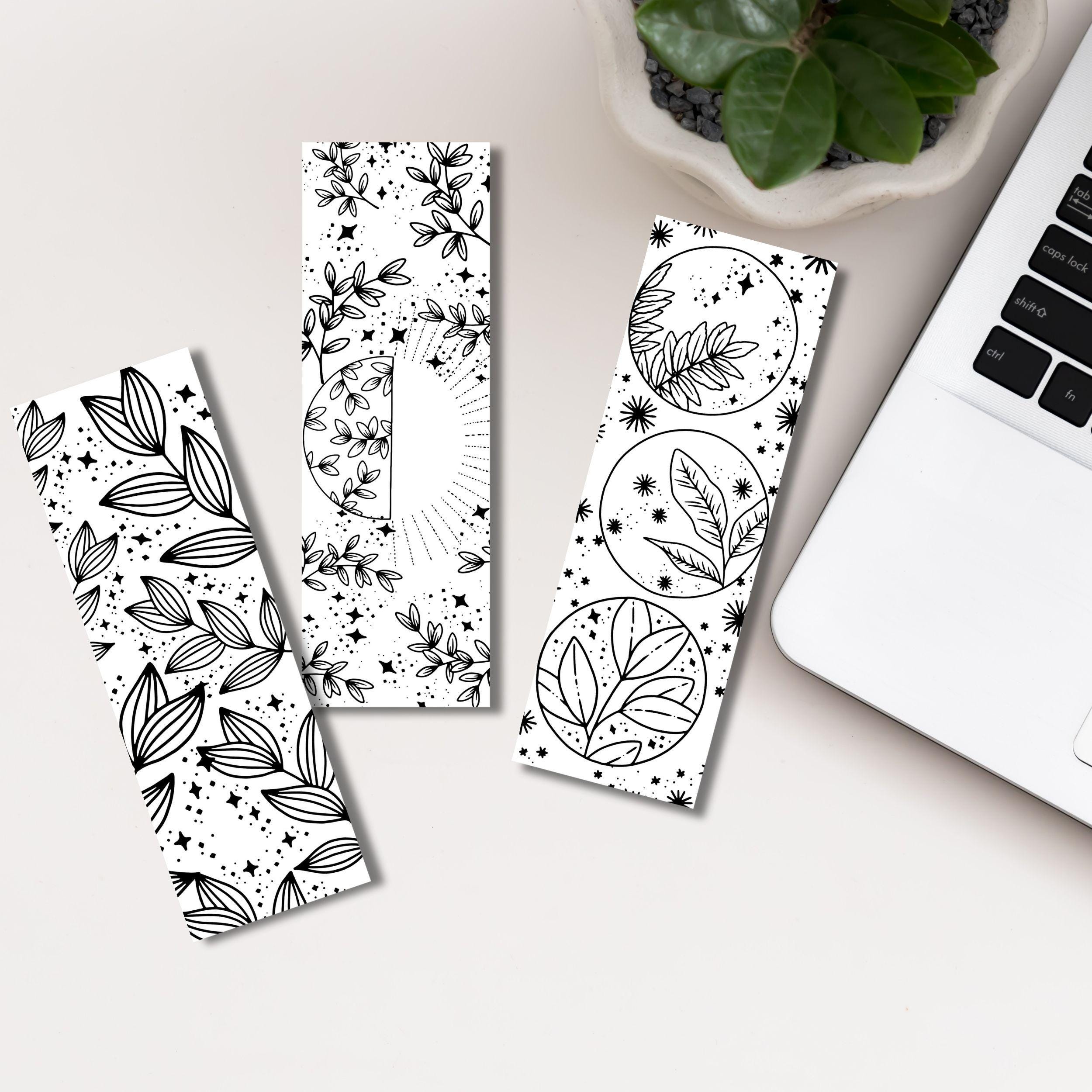 Botanical Coloring Bookmarks Print, Set of 10 Printable Bookmarks ...
