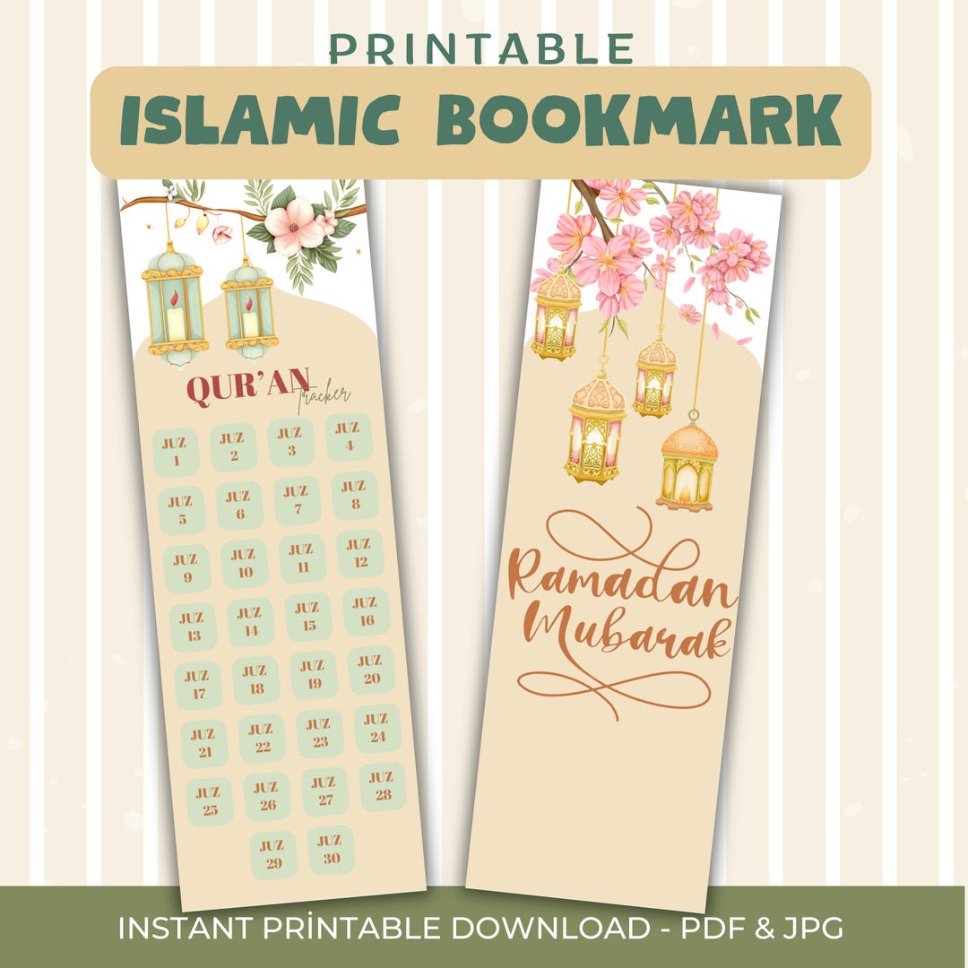 Ramadan Bookmarks, Juz Tracker, Islamic Bookmark, Quran Tracker ...
